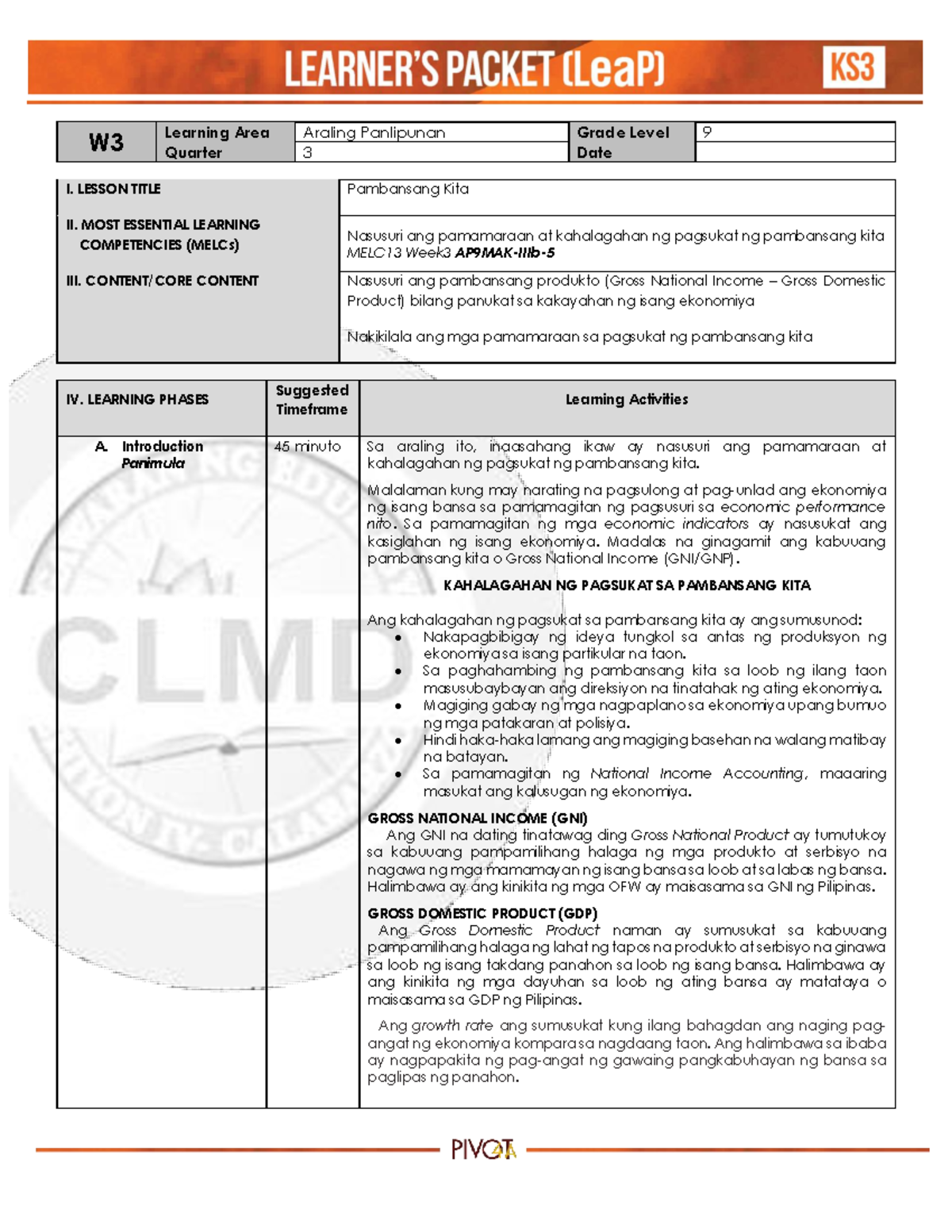 LEARNERS PACKET-AP-G9-Week 3-Q3 - W Learning Area Araling Panlipunan ...