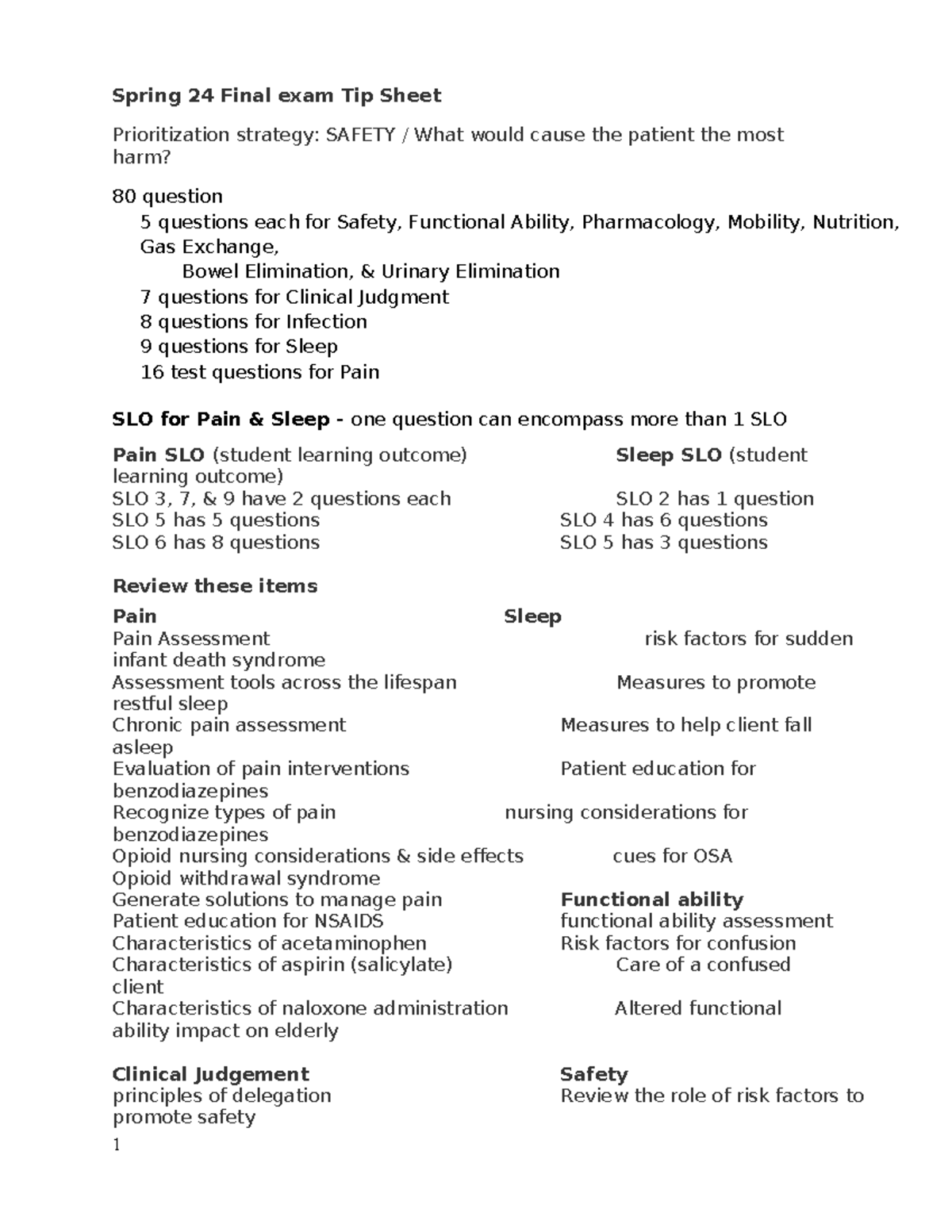 S24 Final exam Tip Sheet - Spring 24 Final exam Tip Sheet ...