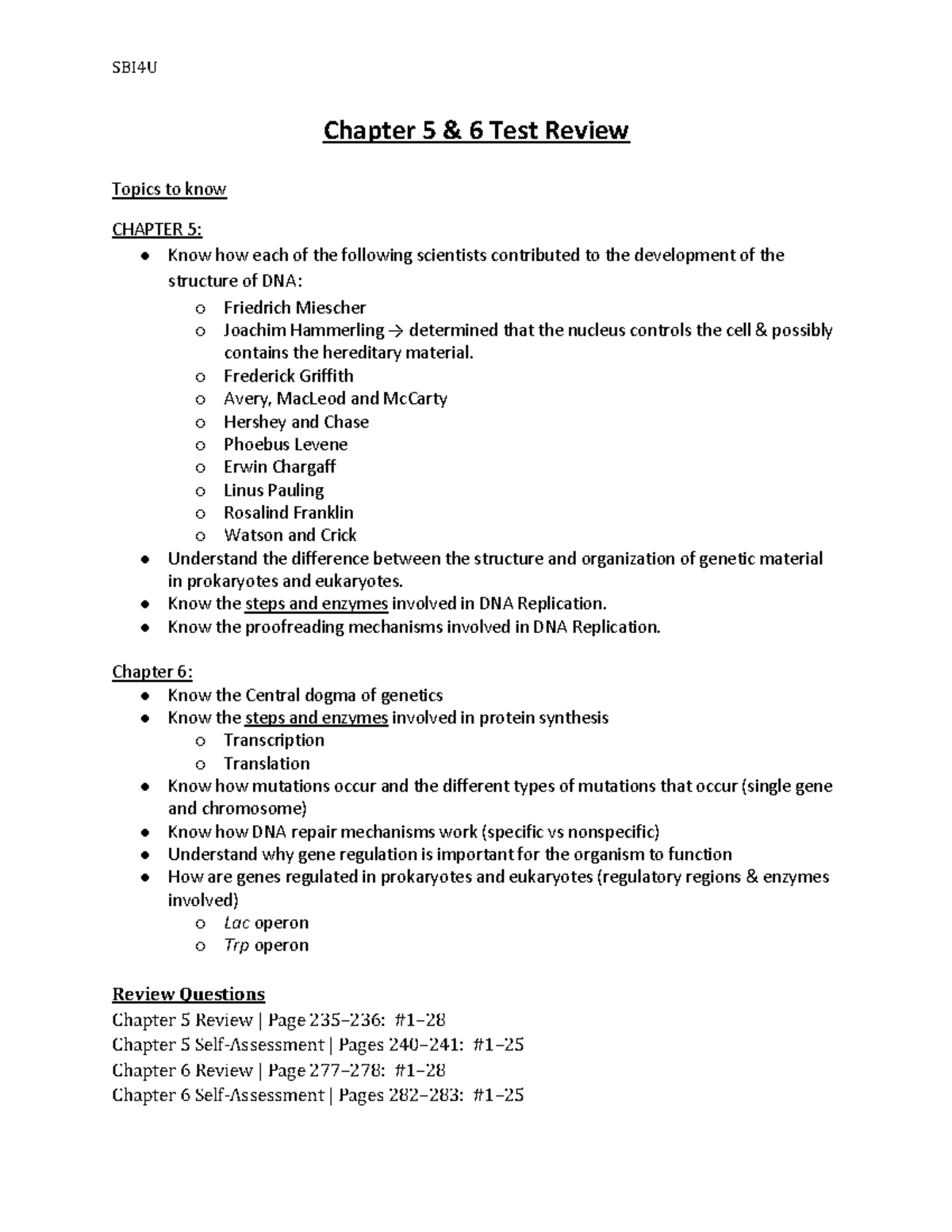 6 Chapter 5 6 Test Review - SBI4U Chapter 5 & 6 Test Review Topics to ...