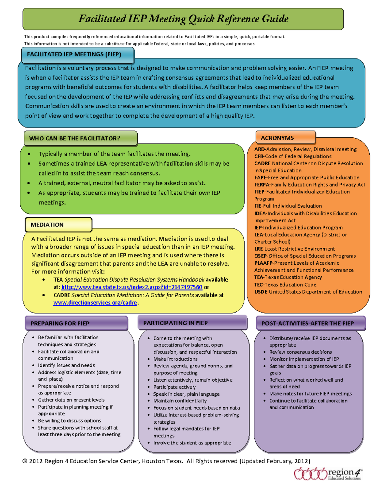 IEP Meeting REF Guide - © 2012 Region 4 - Studocu