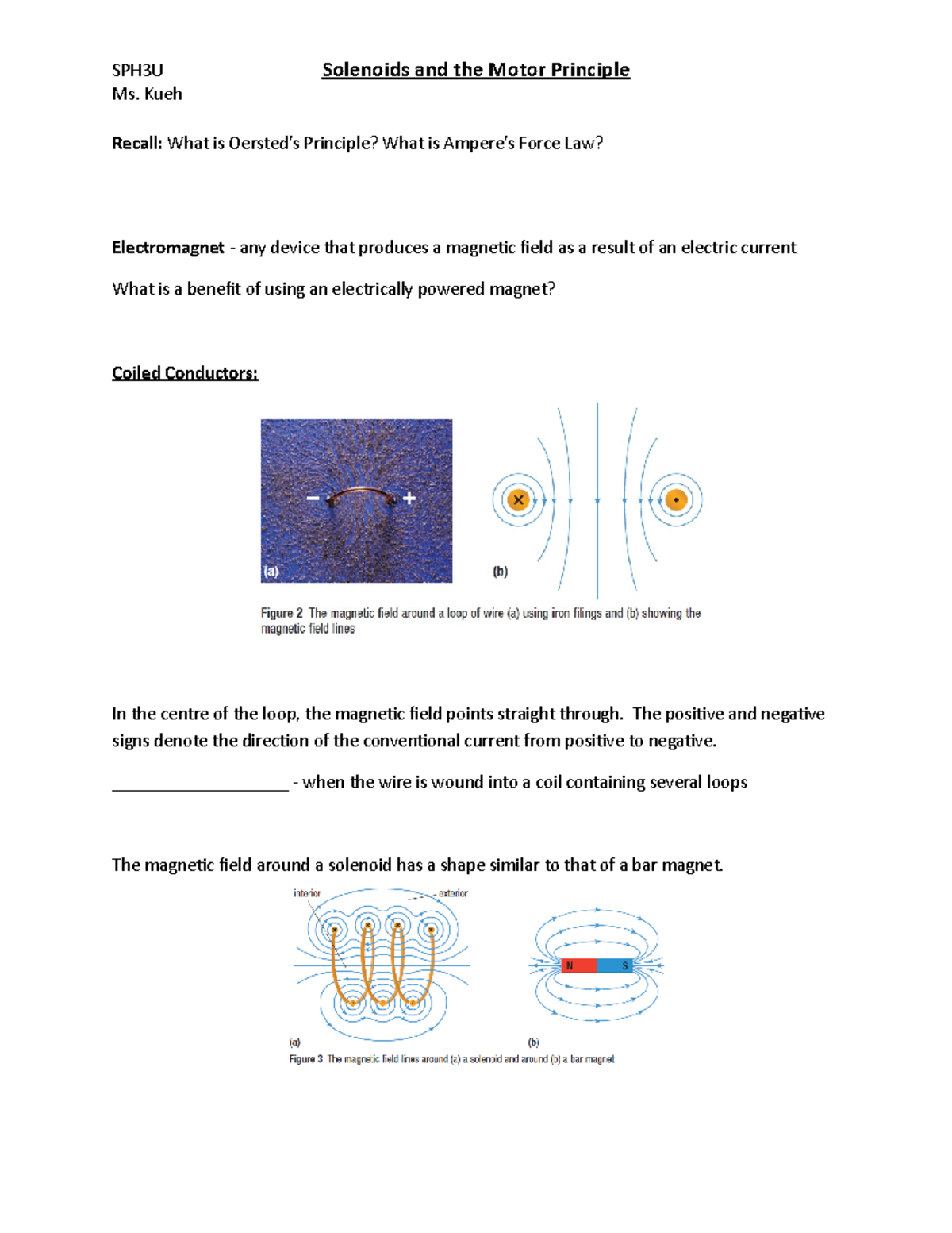 Lesson 6 solenoids and the motor principle - SPH3U Solenoids and the ...