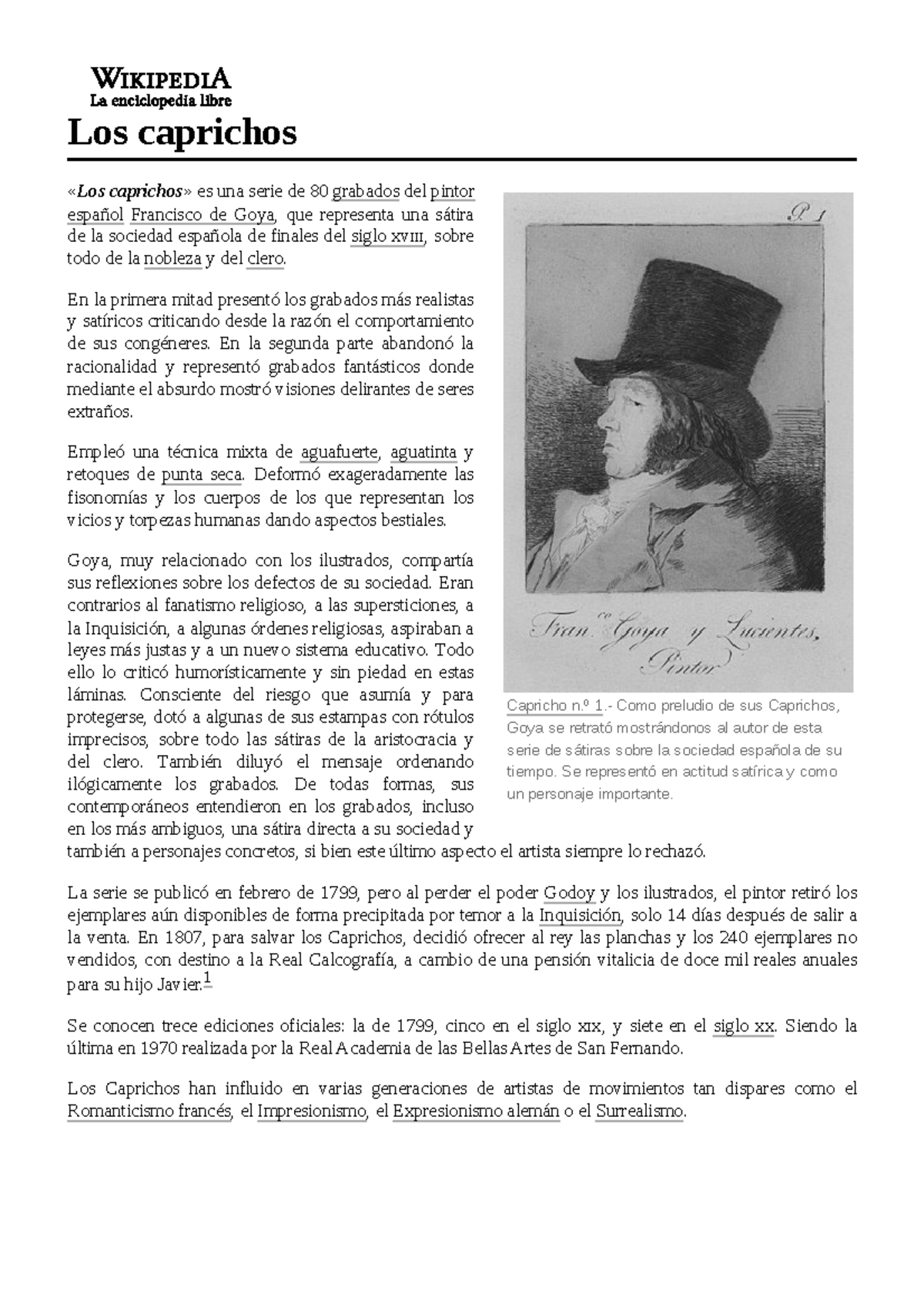 Los caprichos - arte - Capricho n.º 1.- Como preludio de sus Caprichos ...