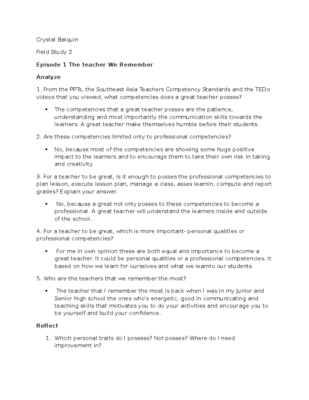 Balquin, Crystal Mae Btvted 4A FS2 Learning Episode 1 - 3 - Crystal ...