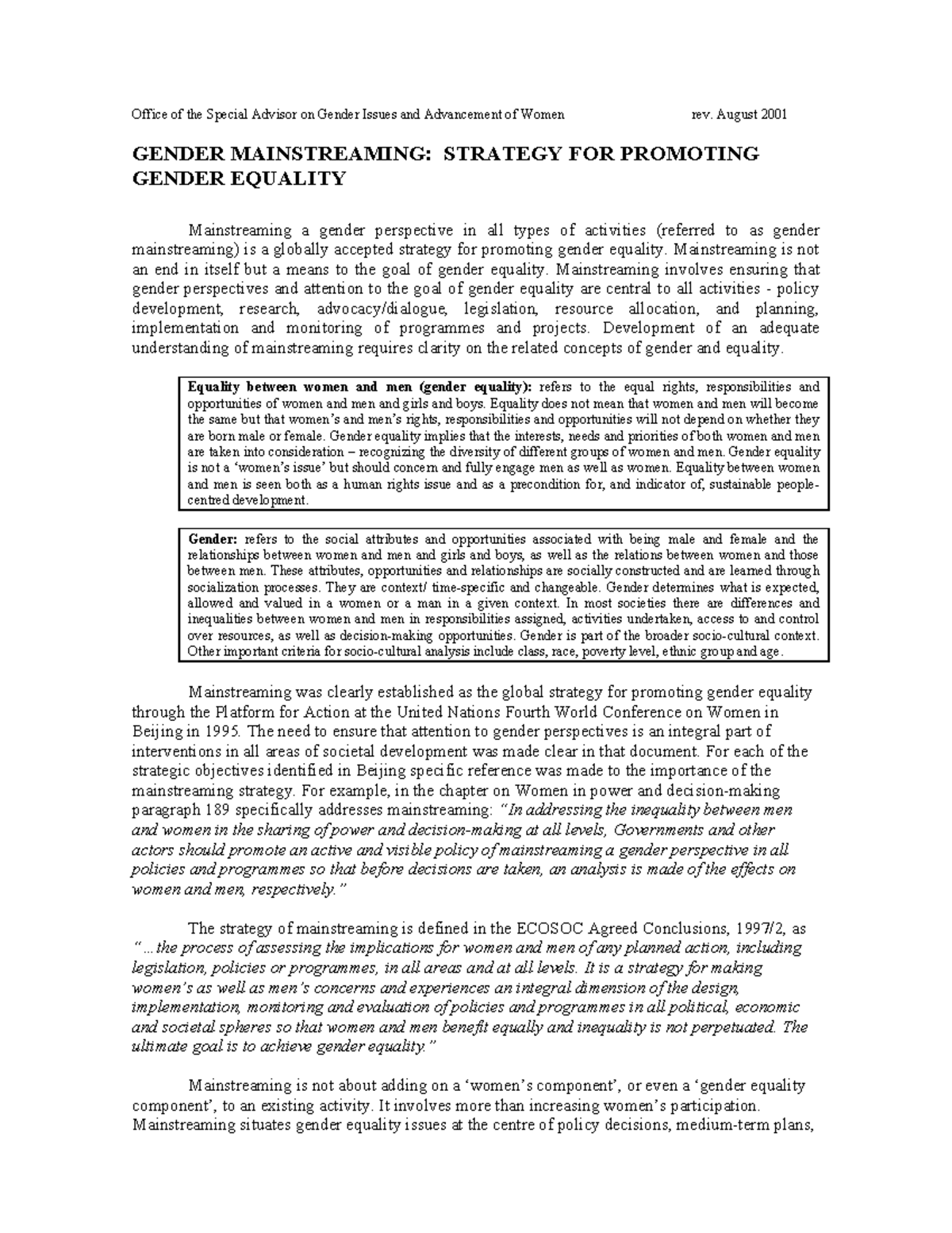 Factsheet 1 - Notes - Office of the Special Advisor on Gender Issues ...