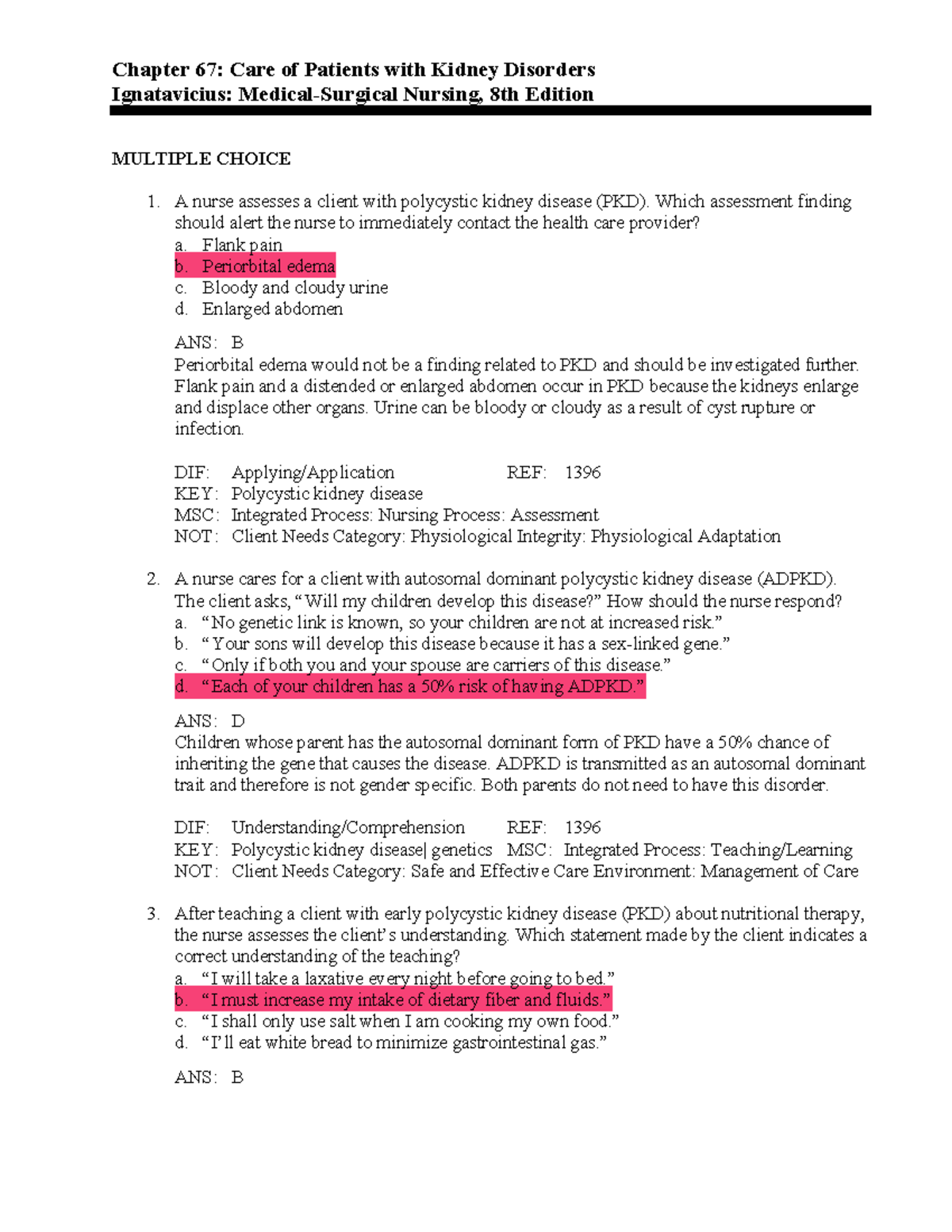 Kidney Disorders - Chapter 67: Care of Patients with Kidney Disorders ...