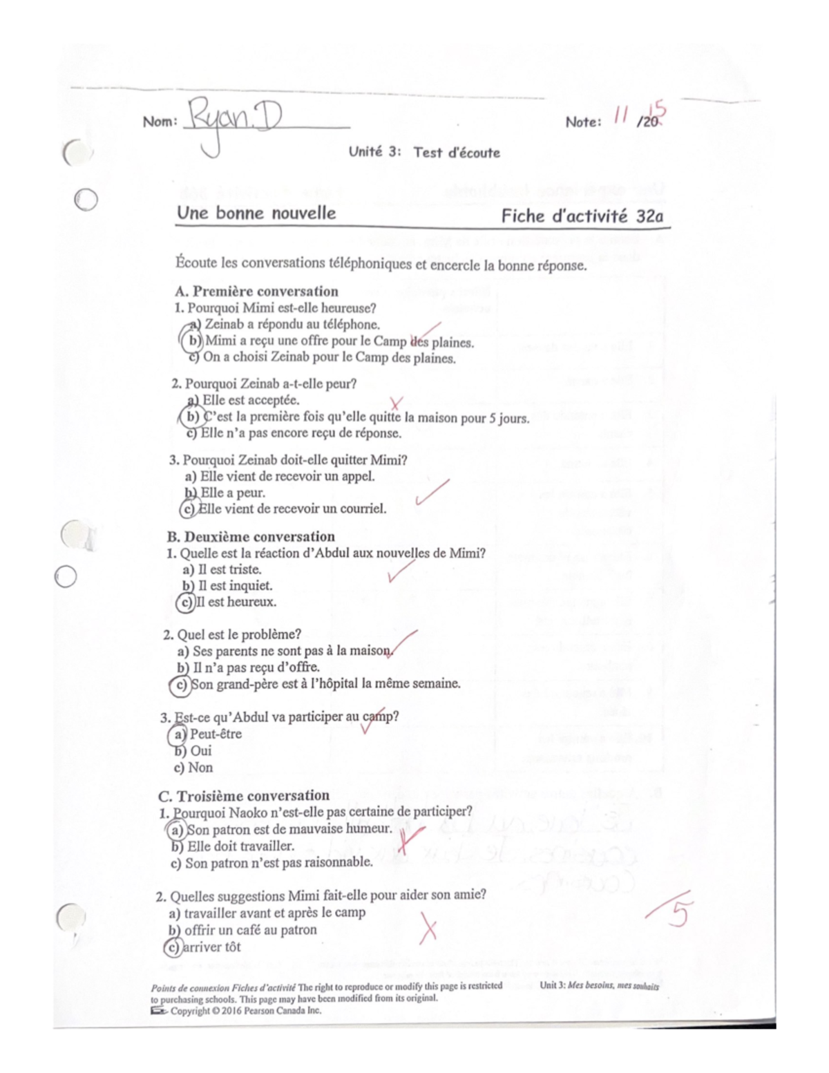 Grade 9 French Responding Studocu