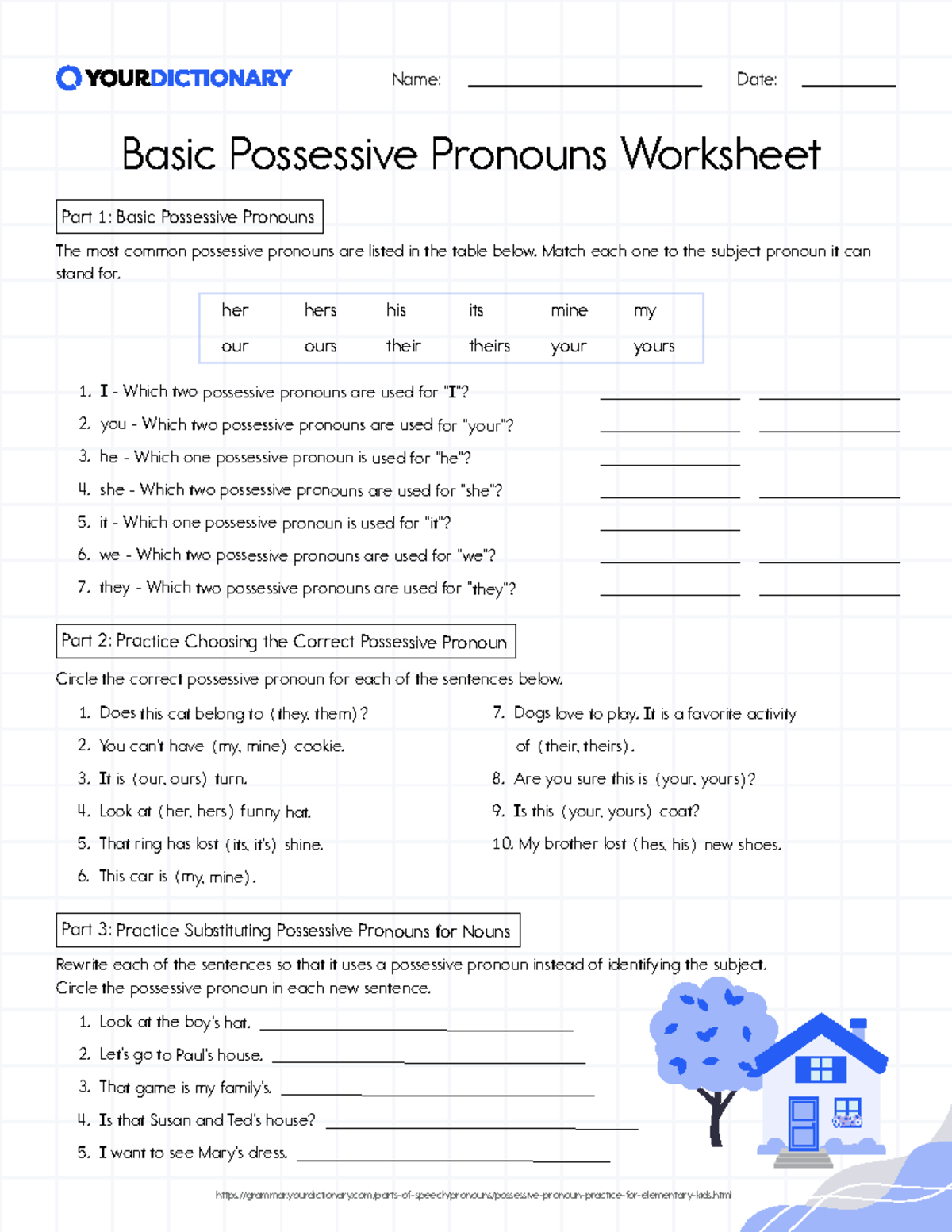 Basic-Possessive-Pronouns - Name: Date: - Studocu