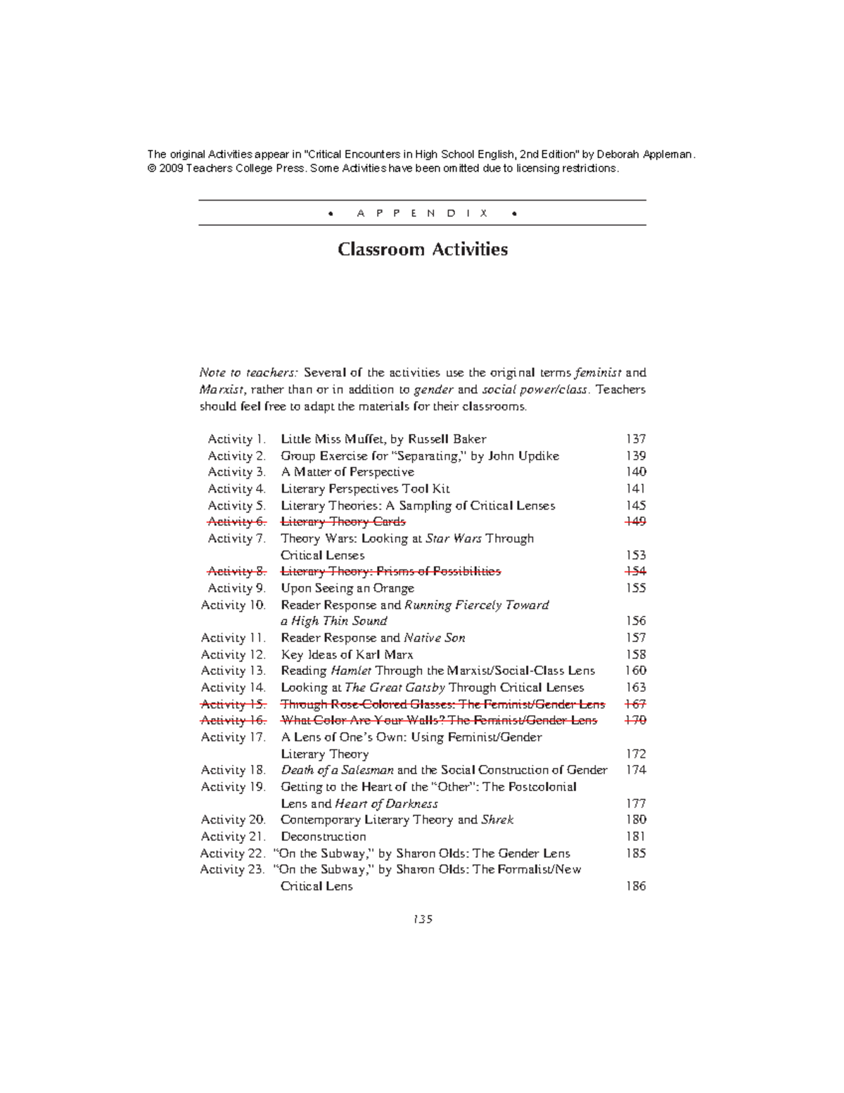 Appleman activities - lesson plan - 135 • A P P E N D I X • Classroom ...