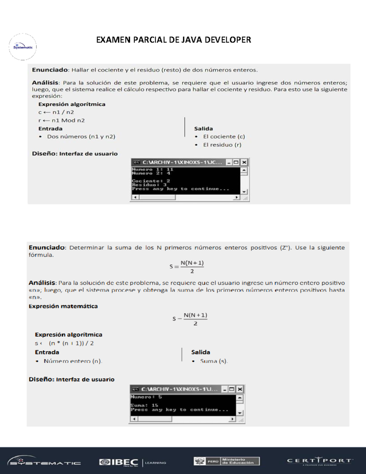 Examen Parcial JAVA Developer - TEORÍA DE LA COMUNICACIÓN - EXAMEN ...