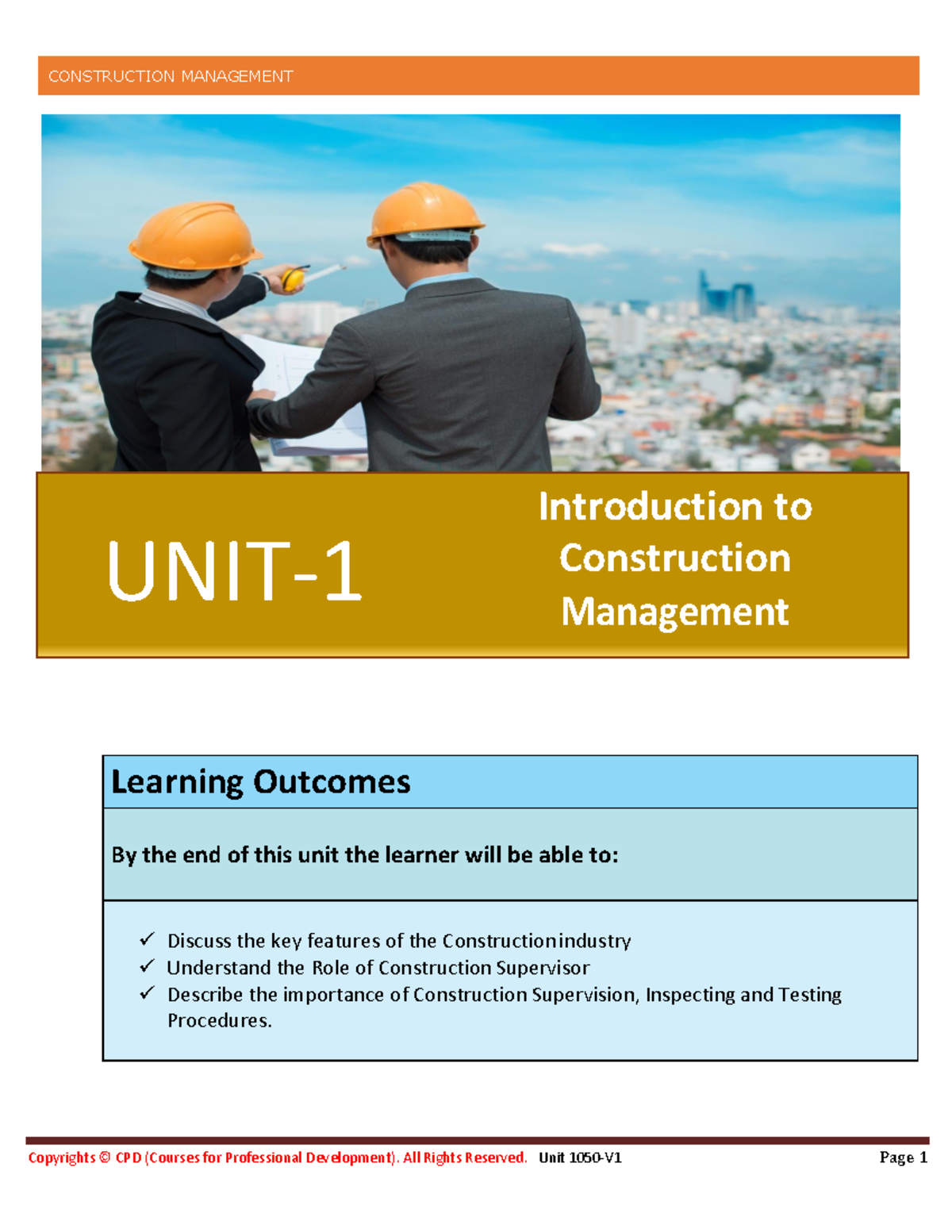 1657033853 Unit 1 1050-V1 Introduction to Construction Management ...