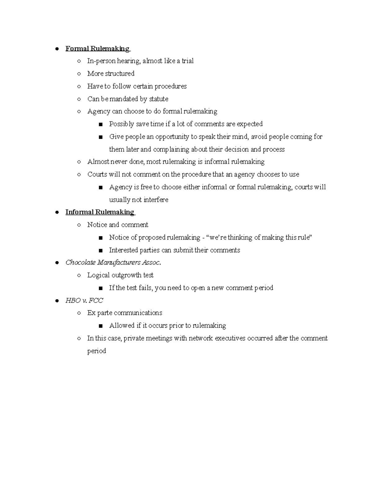 Admin Law- During Class Notes (23) - Formal Rulemaking In-person ...