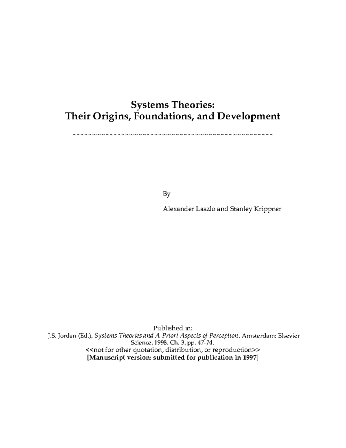 Systems Theories Their Origins Foundatio - Systems Theories: Their ...