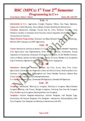 MPCs 1st Sem C Language Notes All Units - BSc (MPCs) 1st Year 1st ...