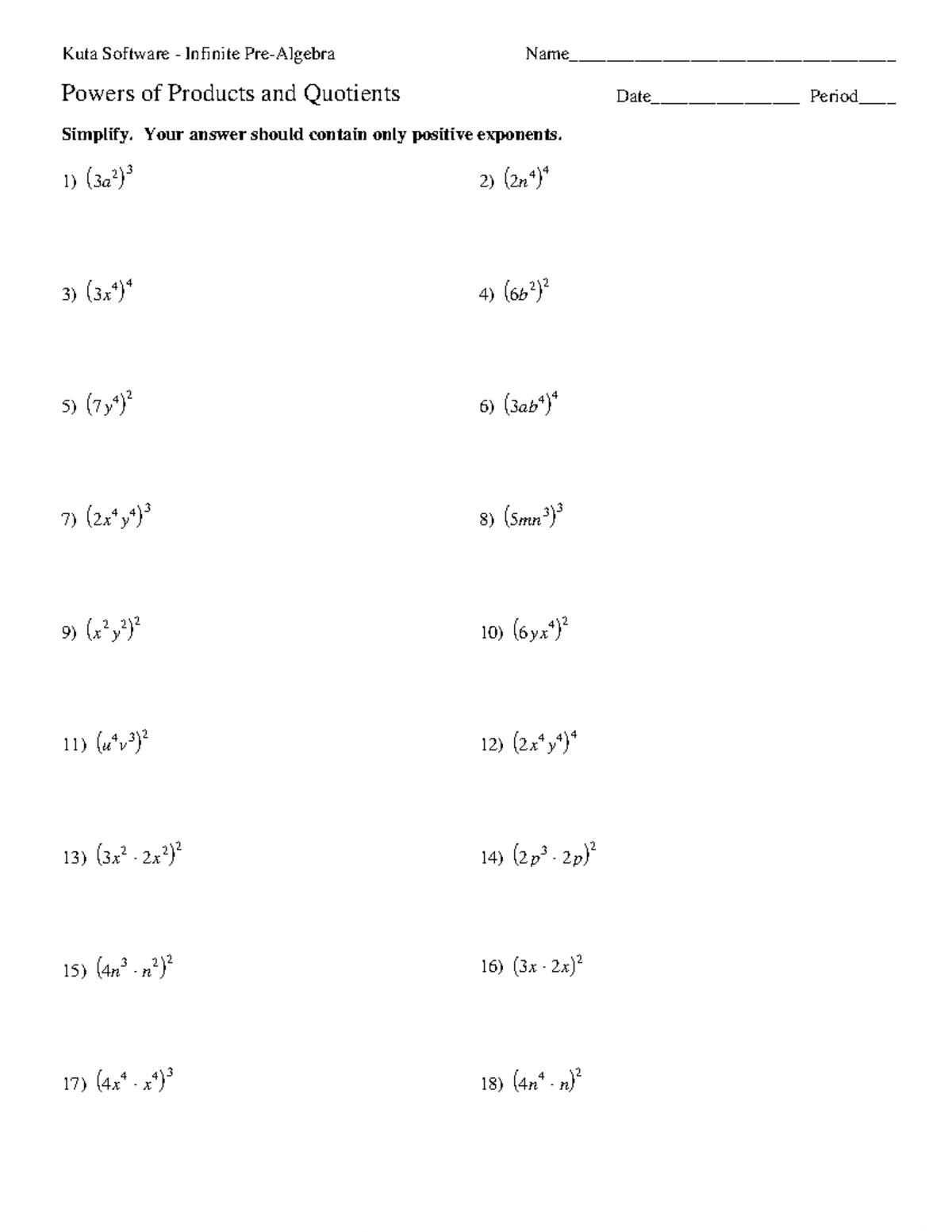 Powers of Products and Quotients - ©T b 2 q 0 u 1 B 22 fKguvtvaJ 5 ...