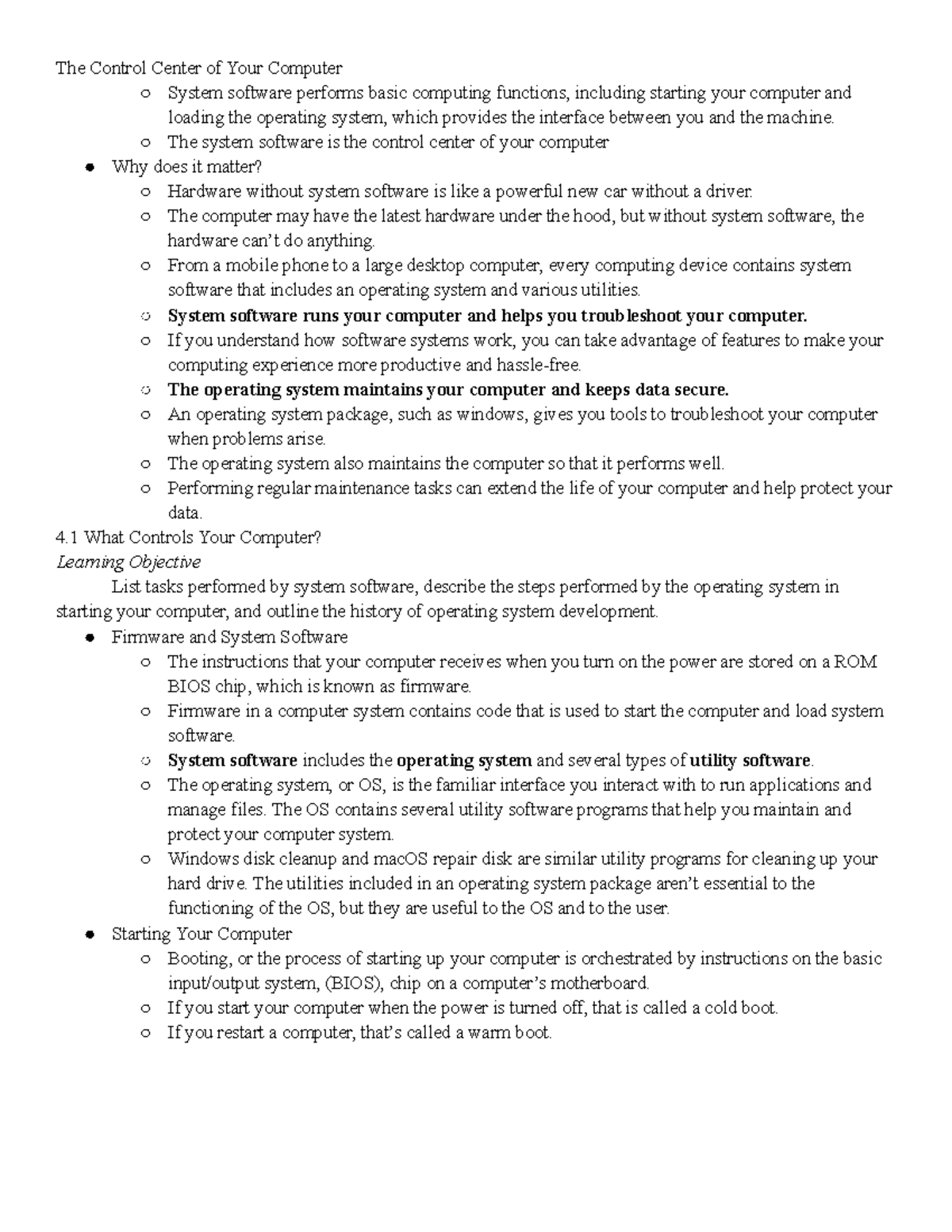 Chapter 4 intro to info tech - The Control Center of Your Computer ...