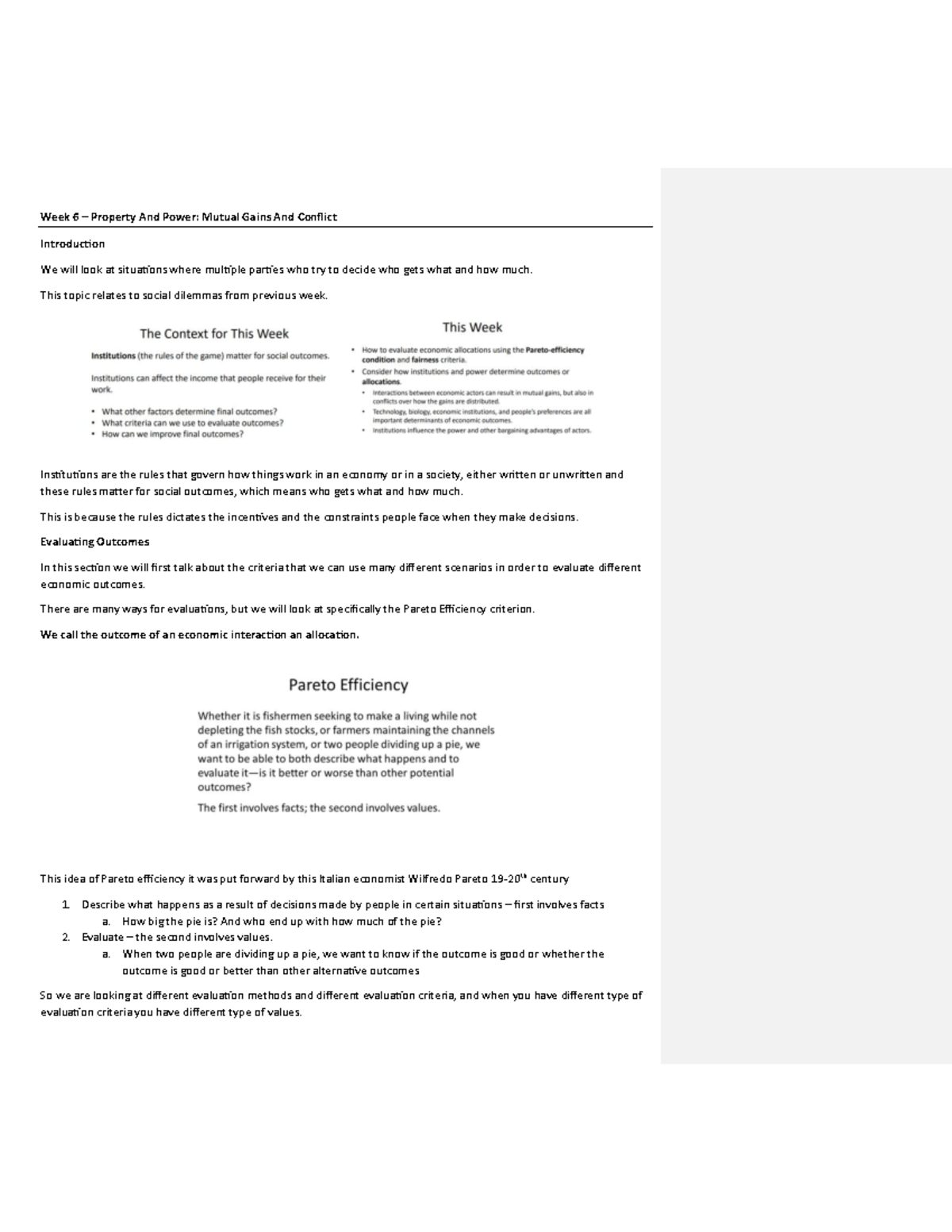 Week 6 Lecture Notes - Week 6 – Property And Power: Mutual Gains And ...