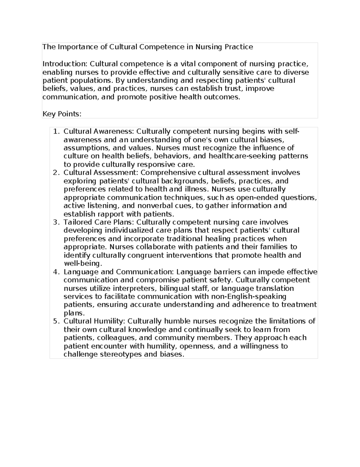 The Importance of Cultural Competence in Nursing Practice - The ...