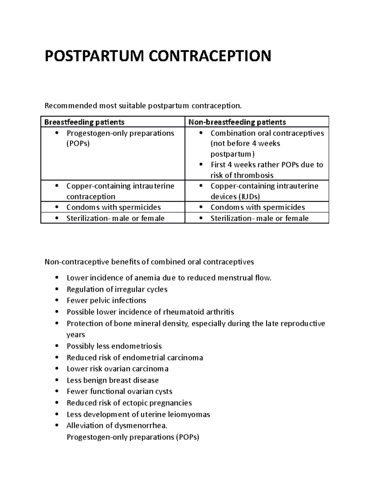 Contraceptive - POSTPARTUM CONTRACEPTION Recommended most suitable ...
