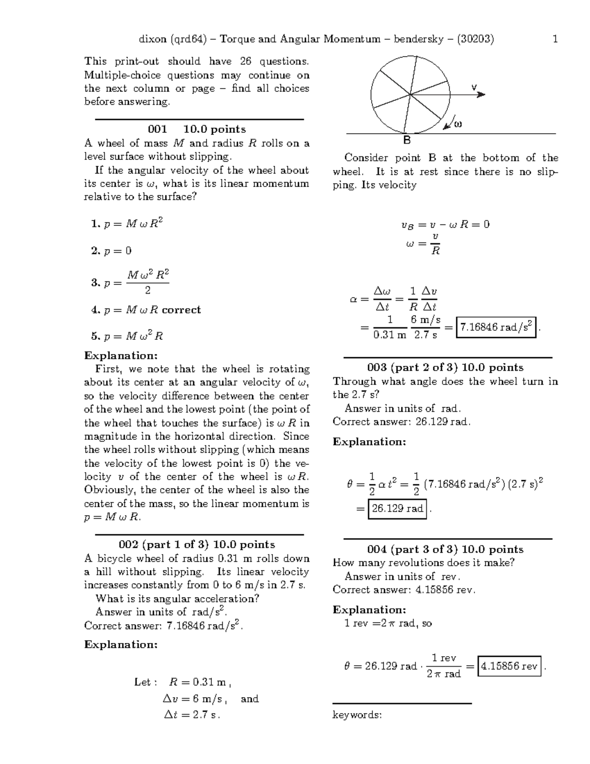 Torque and Angular Momentum-solutions - This print-out should have 26 ...