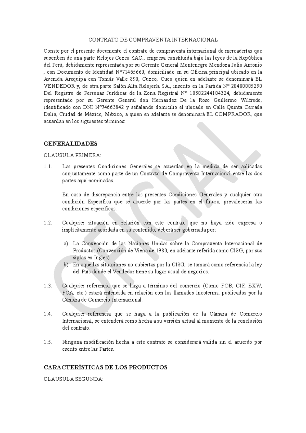 Ejemplo De Contrato De Compraventa Internacional – KFPT