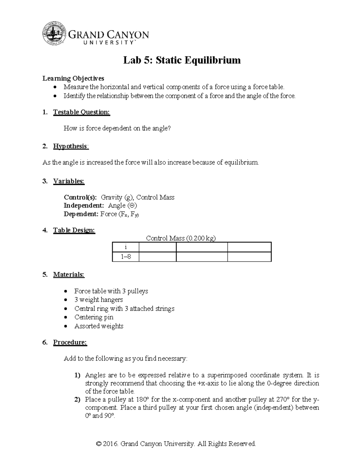 Dveen Lab 5 - LAB 5 - Lab 5: Static Equilibrium Learning Objectives ...