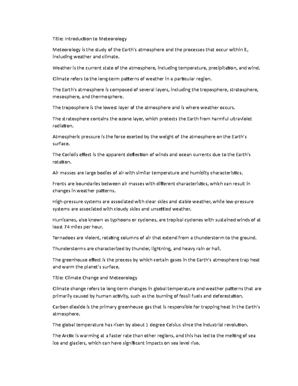 Meteorology - Title: Introduction to Meteorology Meteorology is the ...