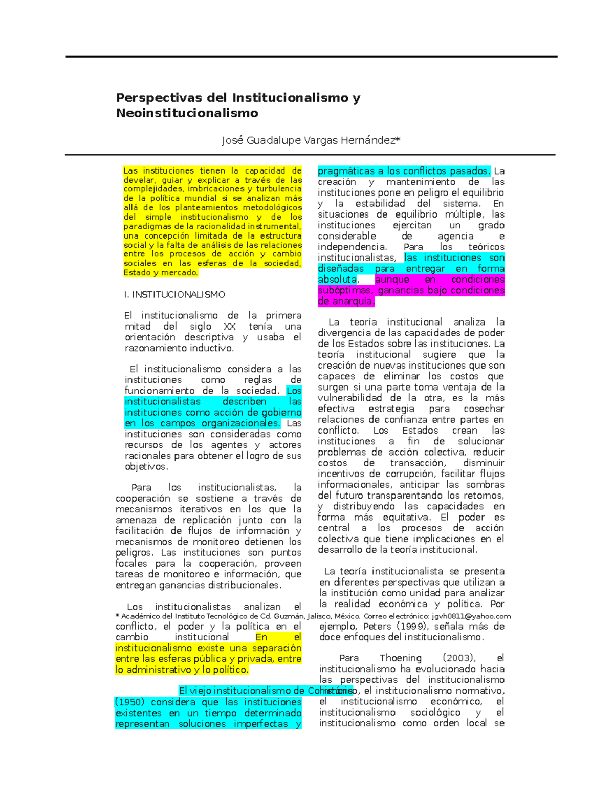 9. perspectivas 2008-1 - Perspectivas del Institucionalismo y ...