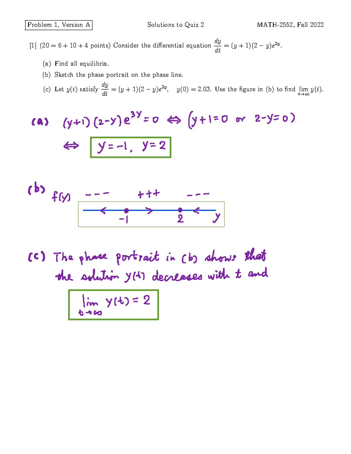 Quiz2sol - solutions - MATH2552 - Georgia Tech - Studocu