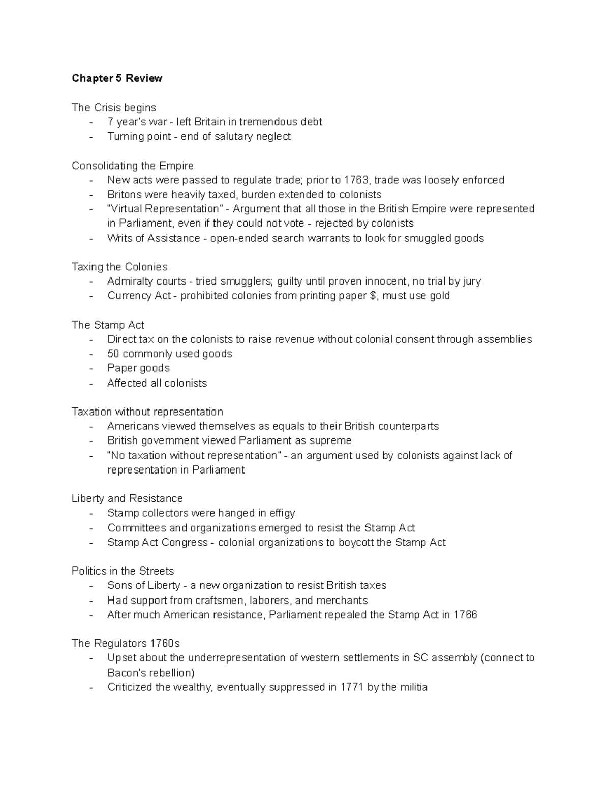 Chapter 5 Review - Give Me Liberty - Chapter 5 Review The Crisis begins ...