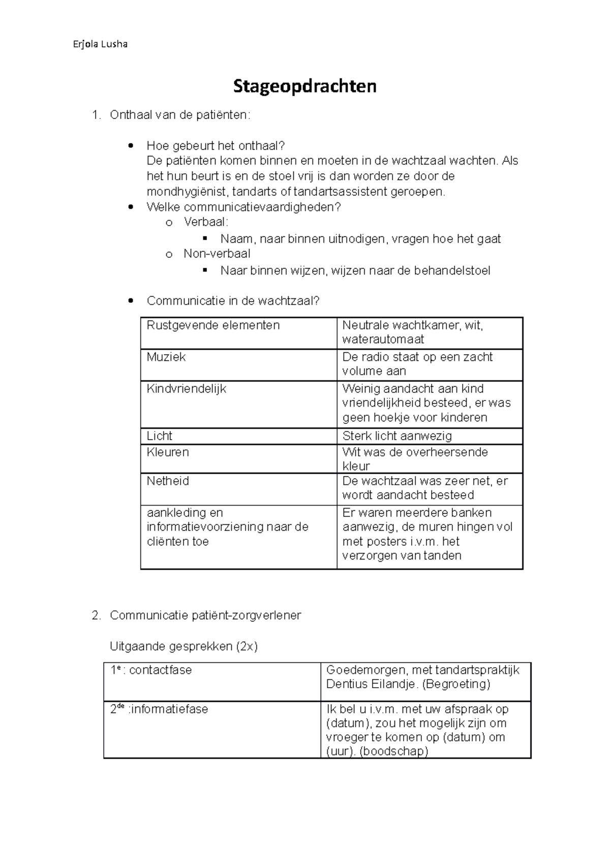 Stageopdrachten - observatiestage - Stageopdrachten Onthaal van de ...