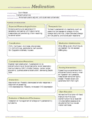 Medication Sheet Fenofibrate - MEDICATION SHEET Name Administration ...