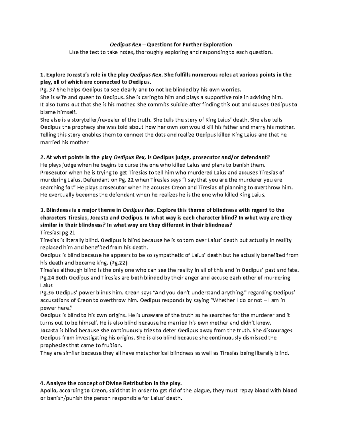 Tyler Lam - Oedipus Rex discussion questions (Google Classroom ...