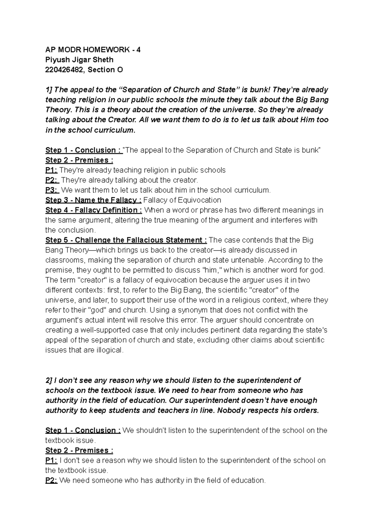 AP MODR Homework - 4 - AP MODR HOMEWORK - 4 Piyush Jigar Sheth ...