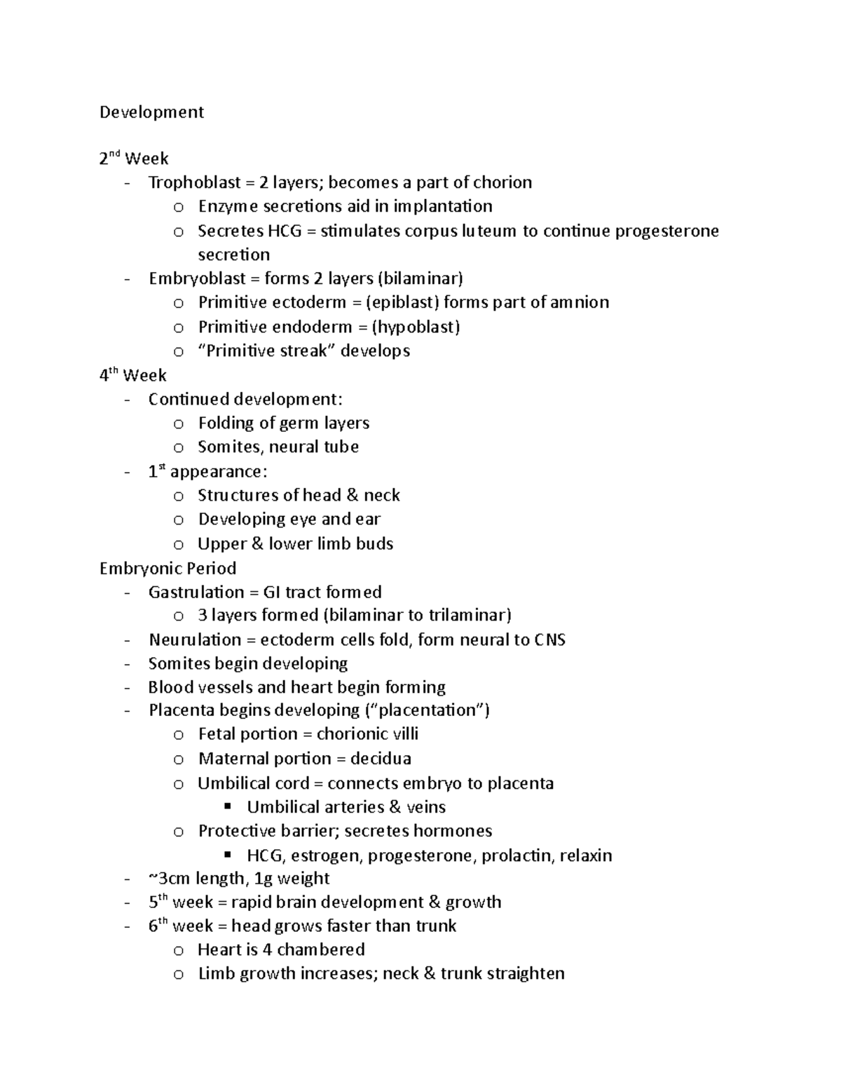 Development 14 - Development 2 nd Week - Trophoblast = 2 layers ...