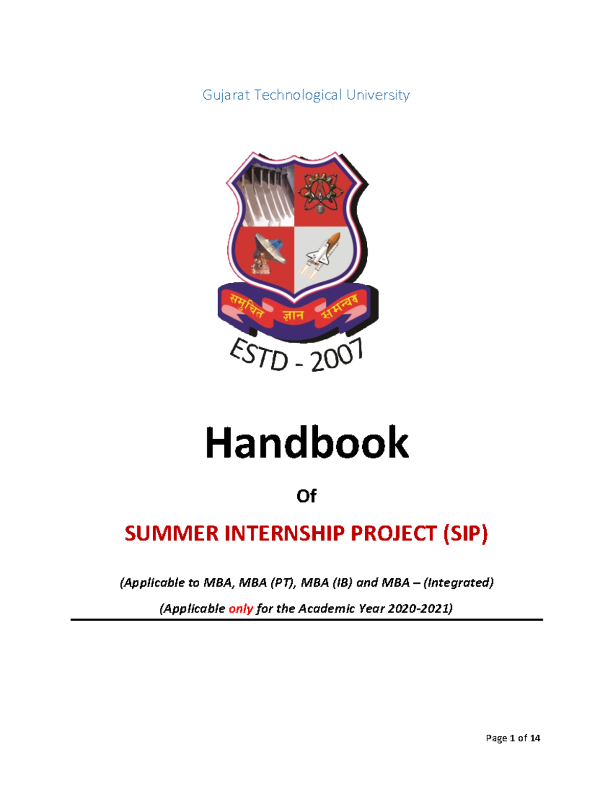 2577100 Summer Internship Project (SIP) - Gujarat Technological ...
