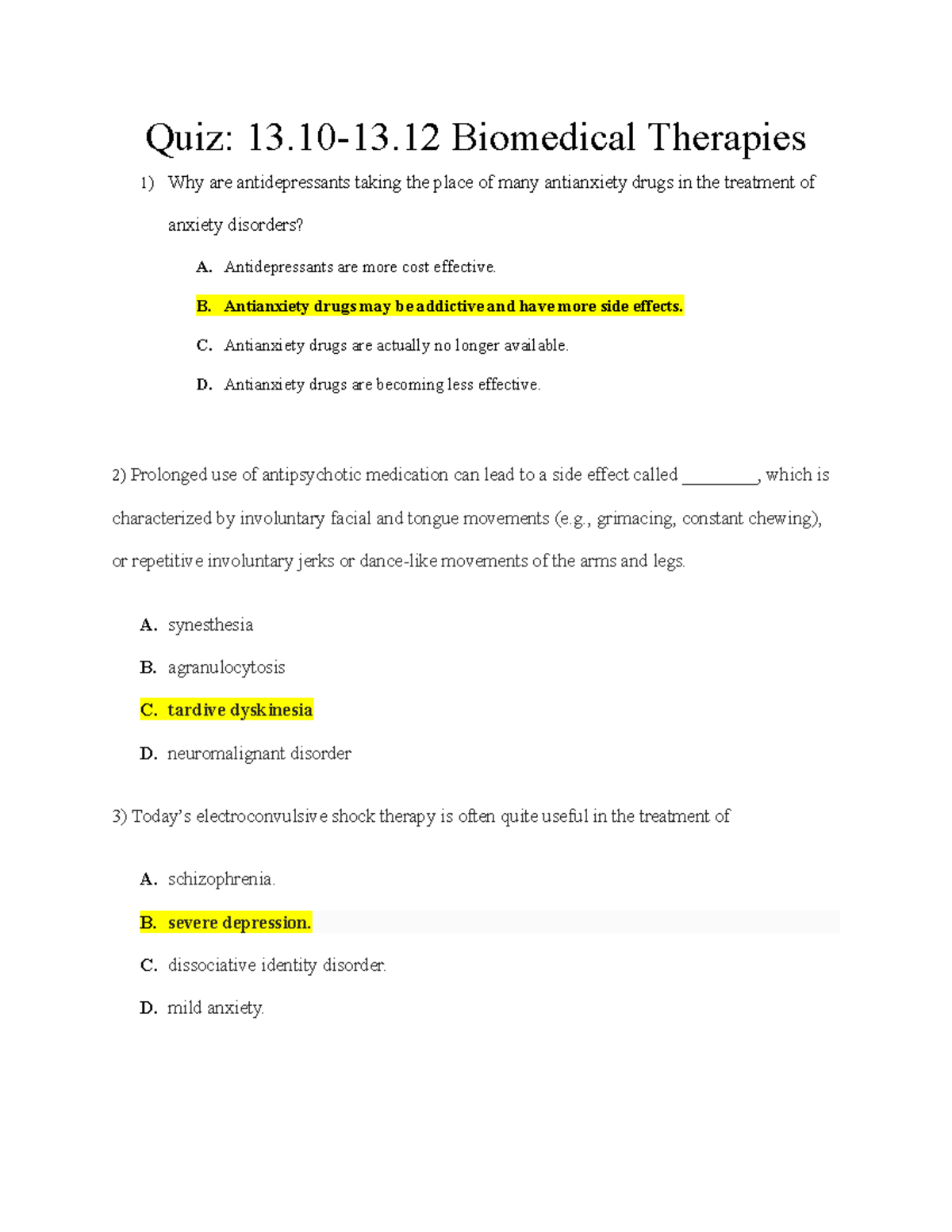 Quiz 13.10-13.12 Biomedical Therapies - Quiz: 13.10-13 Biomedical ...