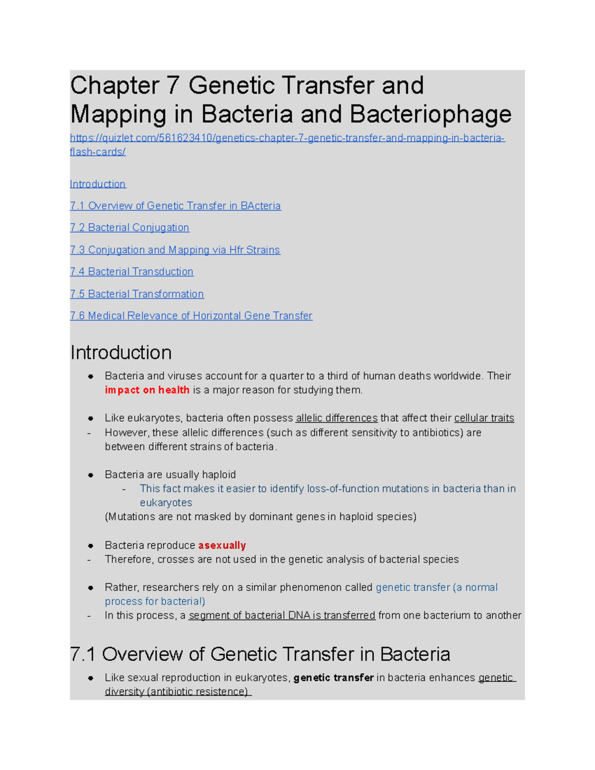 Genetics Chapter 7 Genetic Transfer and Mapping in Bacteria and ...