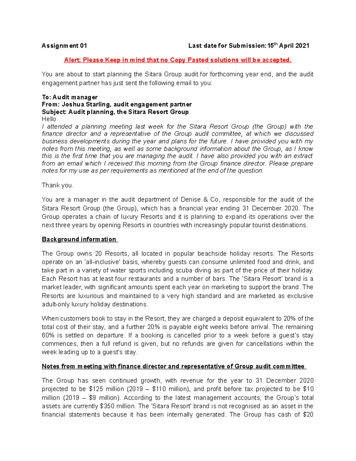 Audit Assignment 01 - notes - Mergers and Acquisitions - NUST - Studocu