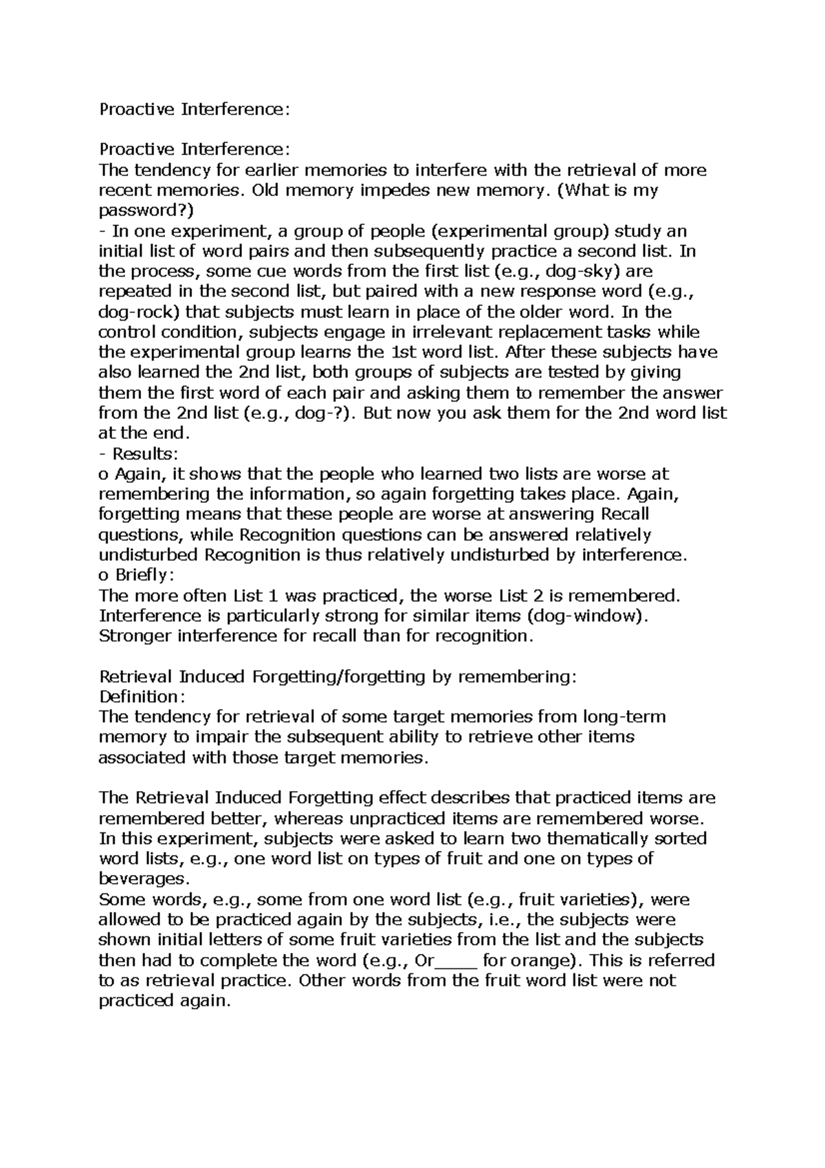 Proactive Interference - Proactive Interference: Proactive Interference ...