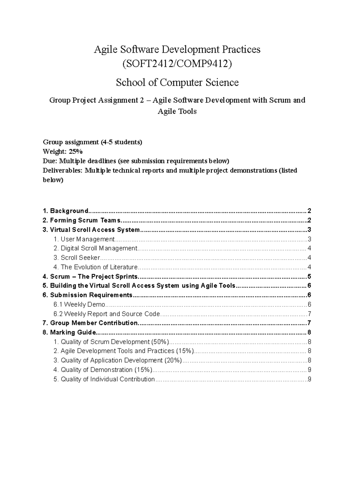 A2 - SOFT2412 2023 - Agile Software Development Practices (SOFT2412/COMP9412) School of Computer ...