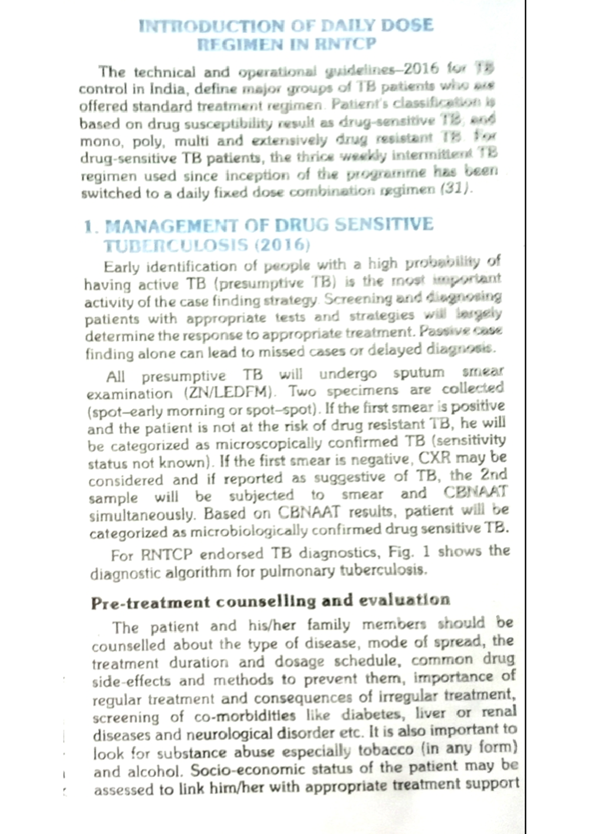 Introduction of daily dose regimen rntcp - Human Resource Management ...