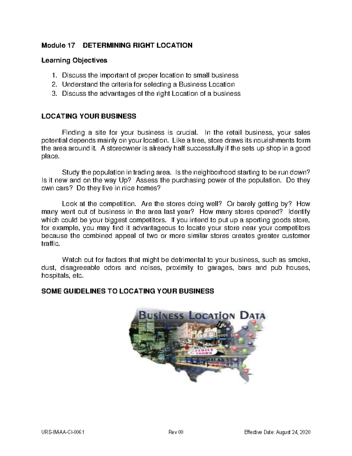 Determining Right Location - Module 17 DETERMINING RIGHT LOCATION ...