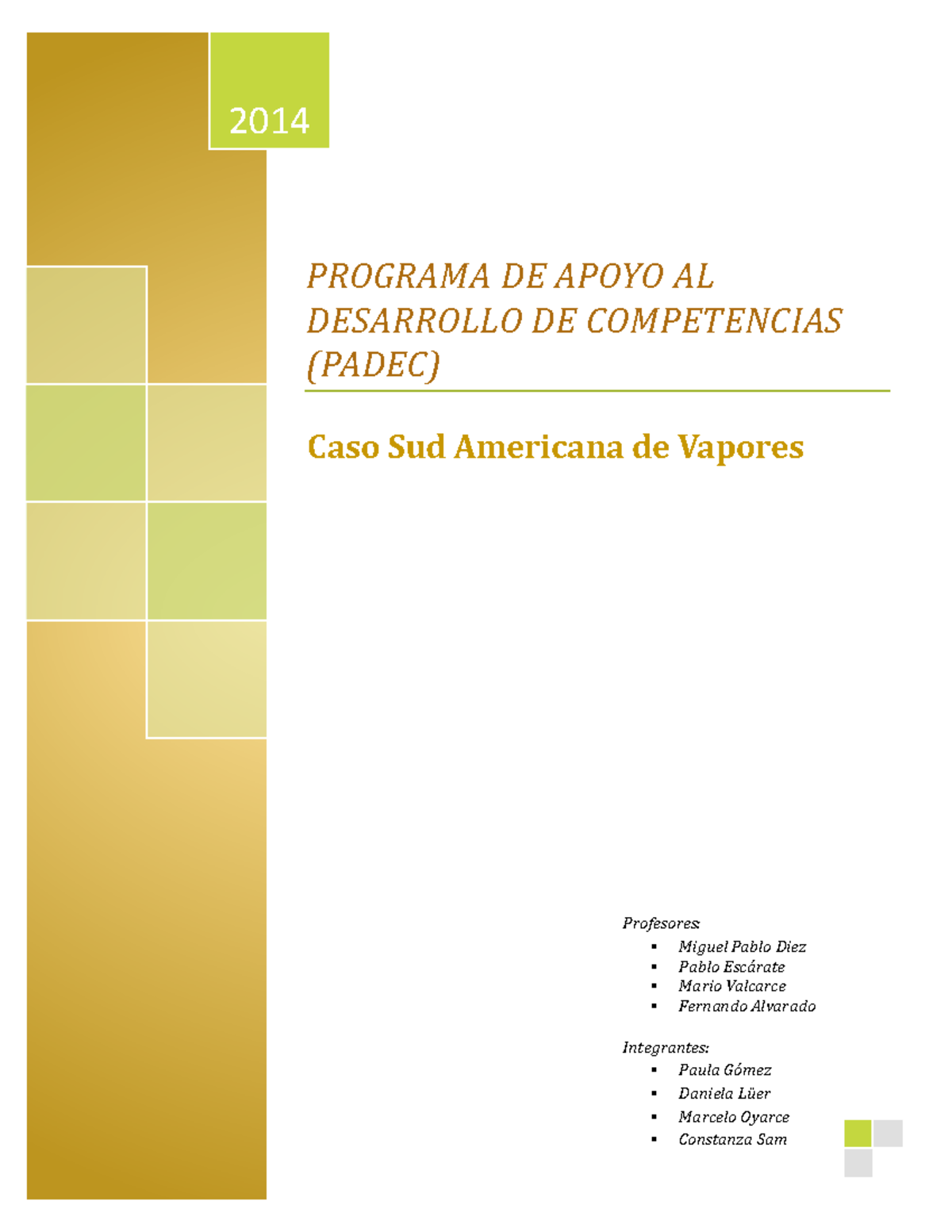 Padec Áreas - Trabajo final del ramo - 2014 PROGRAMA DE APOYO AL ...