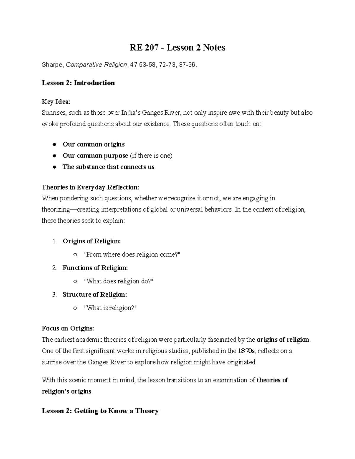 RE 207 - Lesson 2 Notes - Google Docs - RE 207 - Lesson 2 Notes Sharpe ...