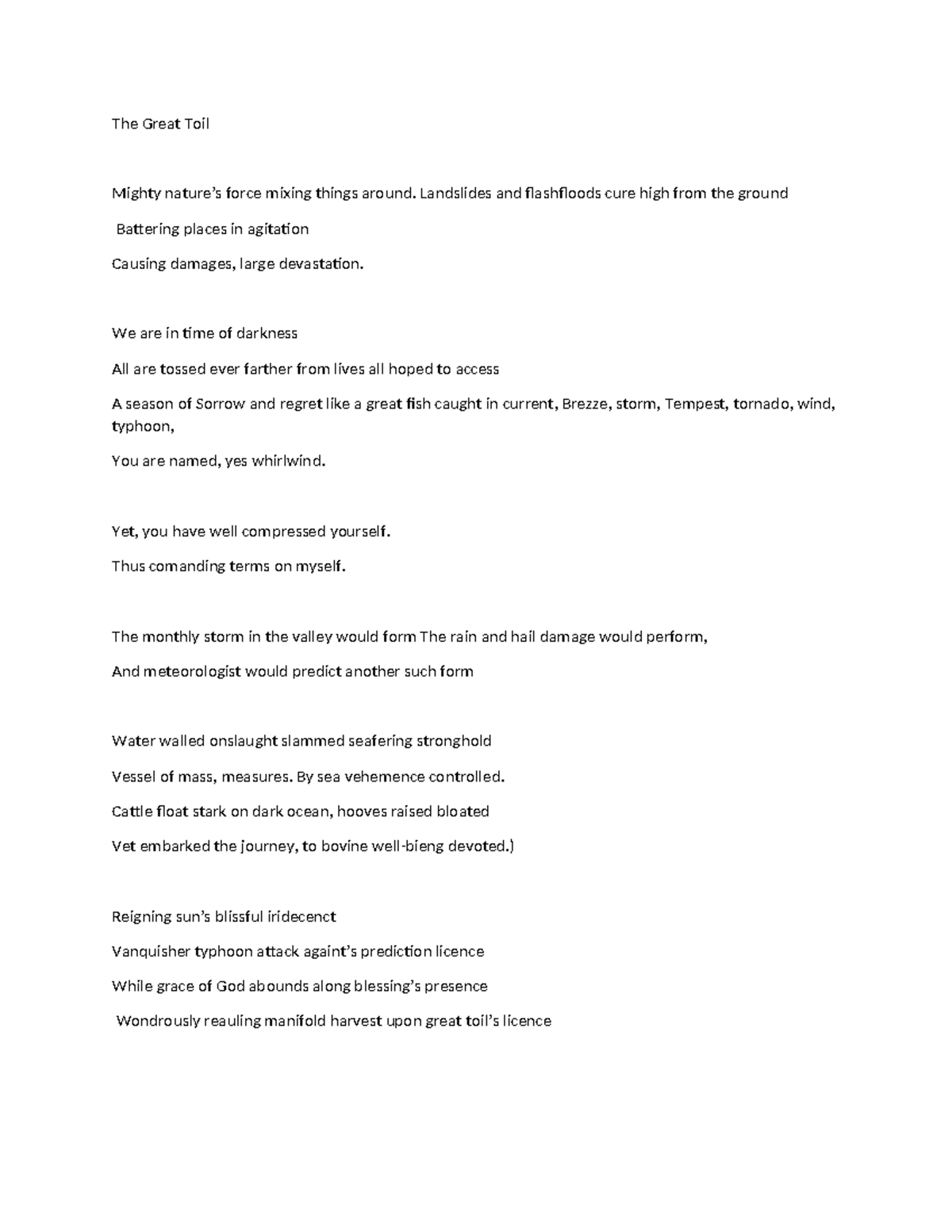 The Great Toil - The Great Toil Mighty nature’s force mixing things ...