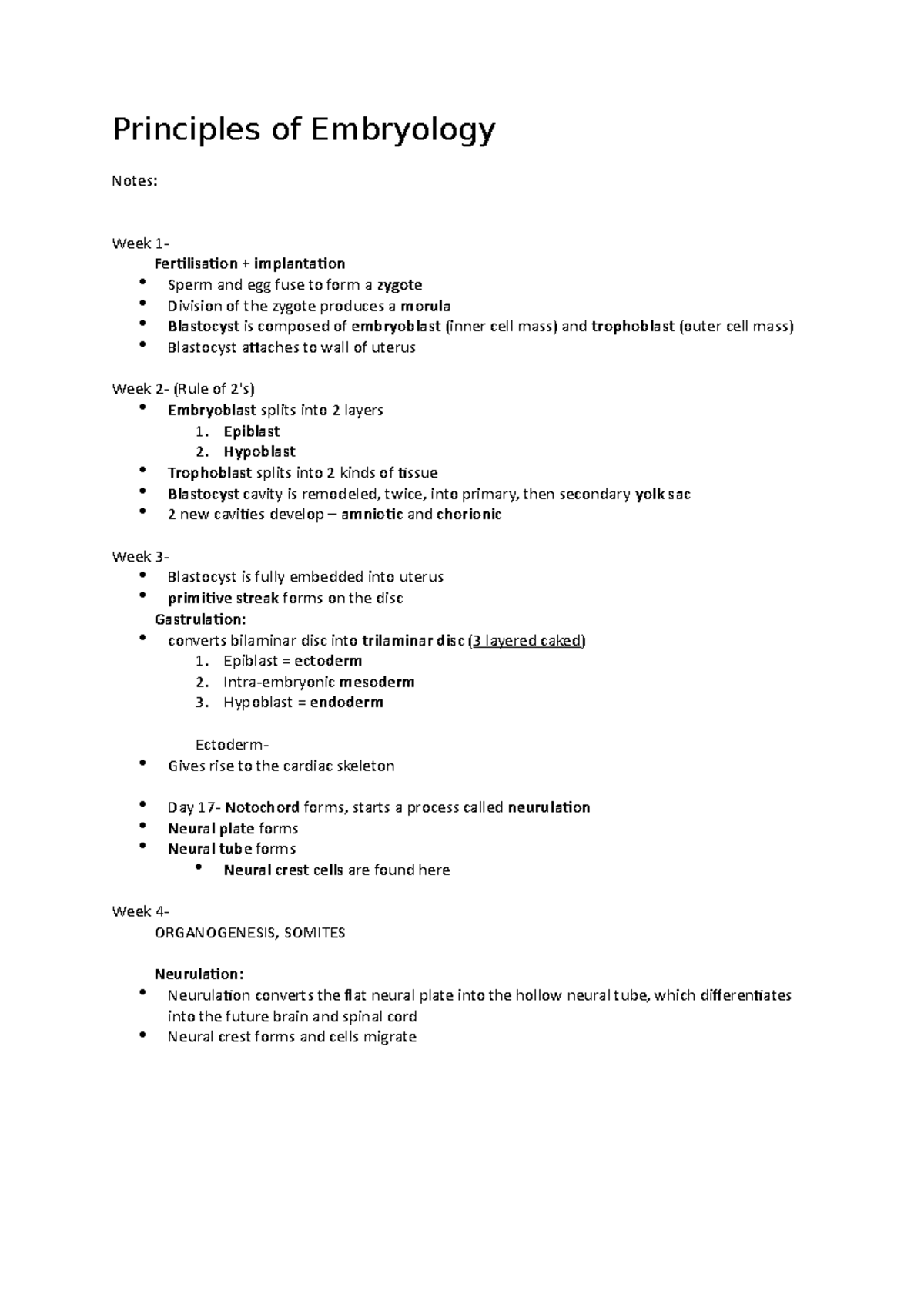 Principles of Embryology - Principles of Embryology Notes: Week 1 ...