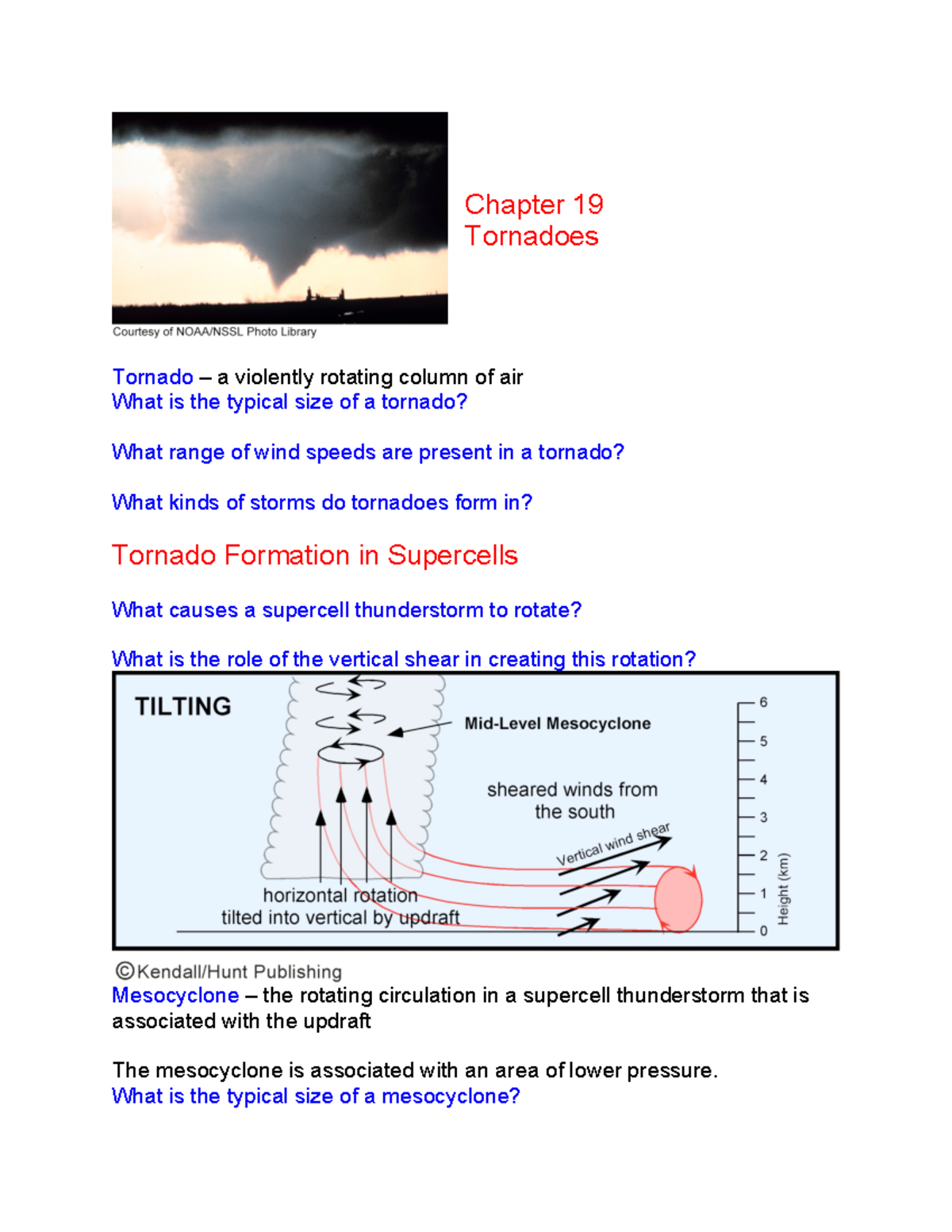 Chapter 19 Lecture Notes - Chapter 19 Tornadoes Tornado – a violently ...