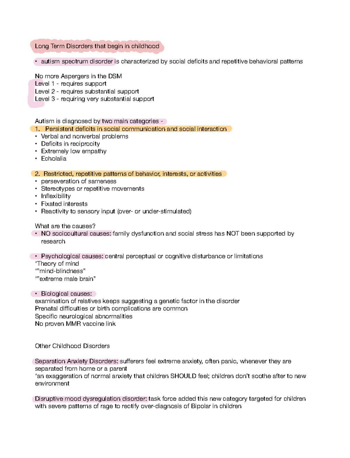 Long term Disorders beginning in childhood - Long Term Disorders that ...