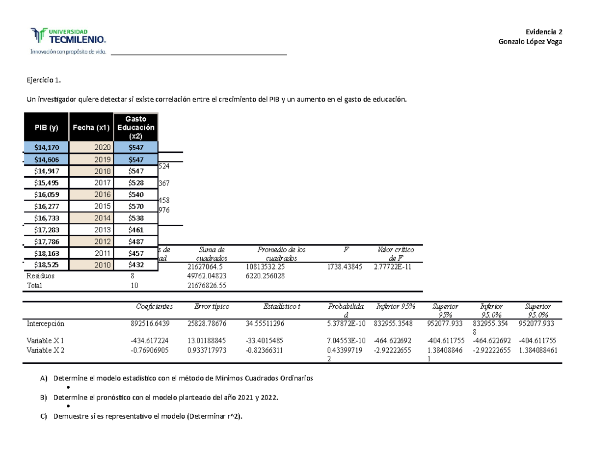 Evidencia 2 EPTD - saque 100 - Gonzalo López Vega Nombre: - Studocu