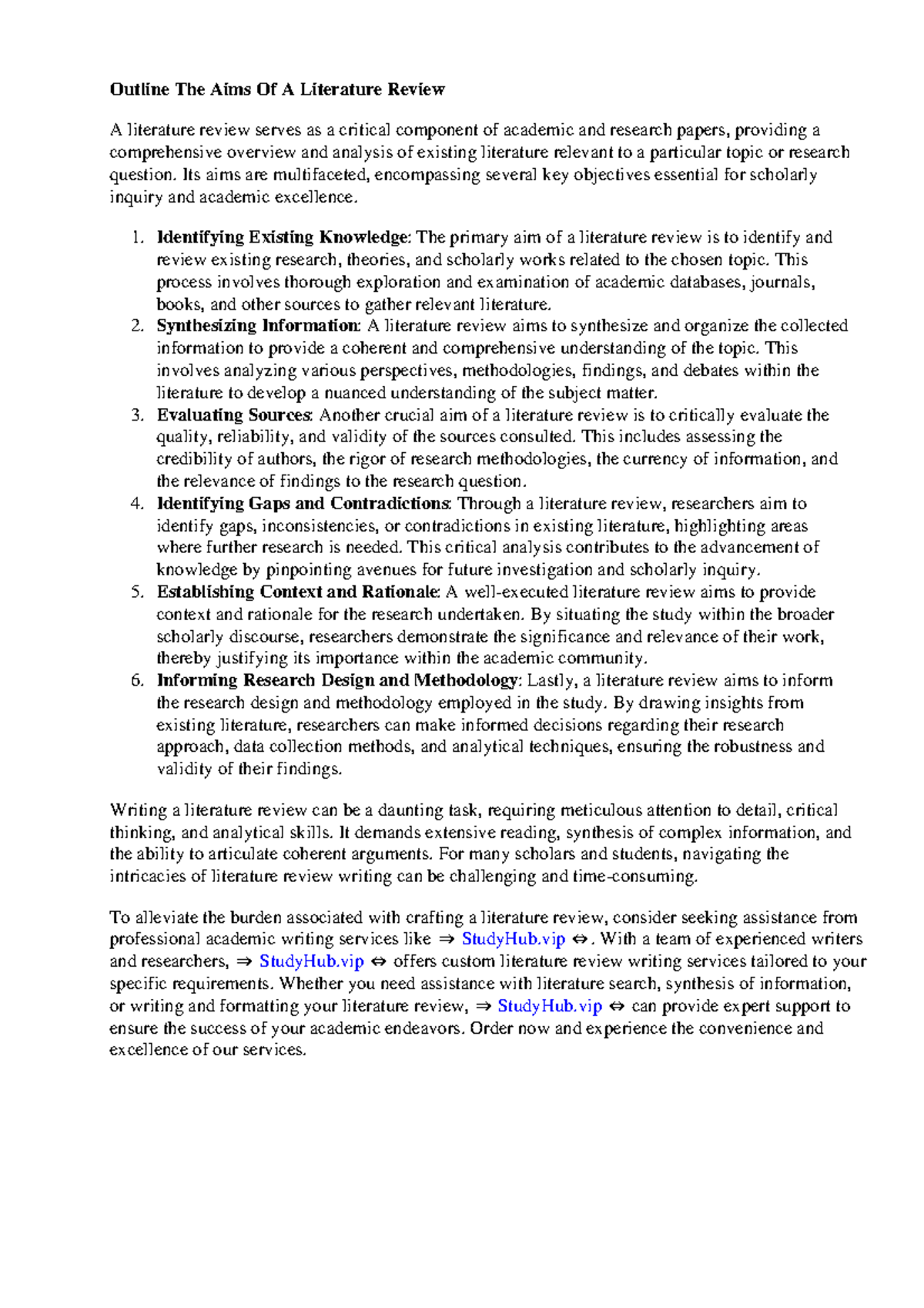 Outline The Aims Of A Literature Review - Its aims are multifaceted ...